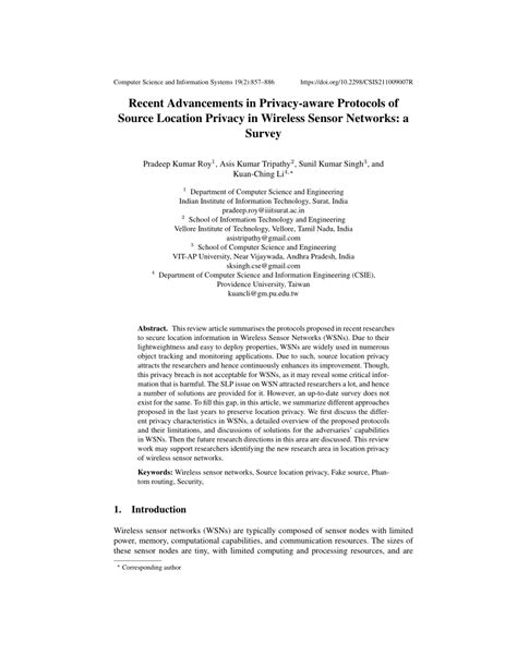 Pdf Recent Advancements In Privacy Aware Protocols Of Source Location