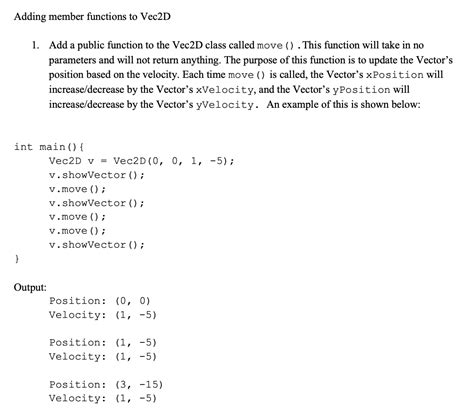 Solved Include Using Namespace Std Class Vec D Private Chegg
