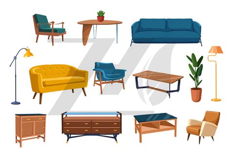 دانلود وکتور ست مبلمان ، میز و صندلی های منزل دانلود رایگان فایل لایه