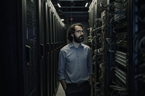 Premium Ai Image Male Engineer In Server Room Data Center Maintenance