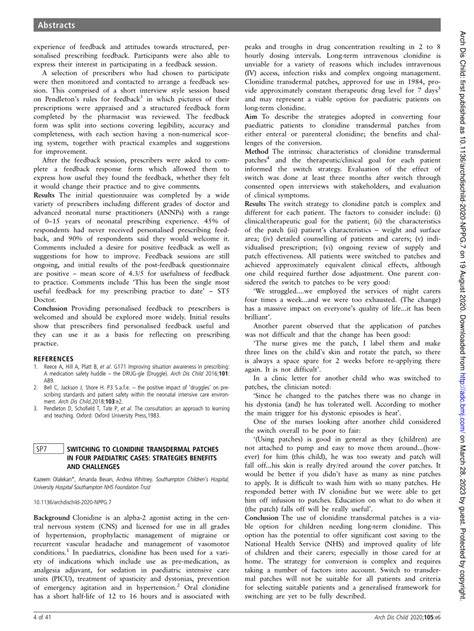 Pdf Sp7 Switching To Clonidine Transdermal Patches In Four Paediatric Cases Strategies