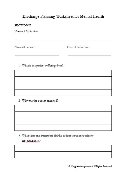 Discharge Planning Checklist Worksheet HappierTHERAPY
