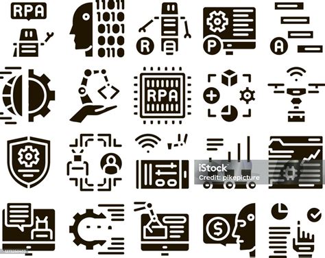 Rpa Robotic Process Automation Icons Set Vector Stock Illustration Download Image Now