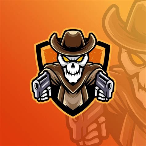 Mascot Of Skull Gunslinger That Is Suitable For E Sport Gaming Logo