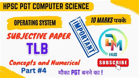 Tlb Concepts And Numerical Operating System Part 4 Hpsc Pgt