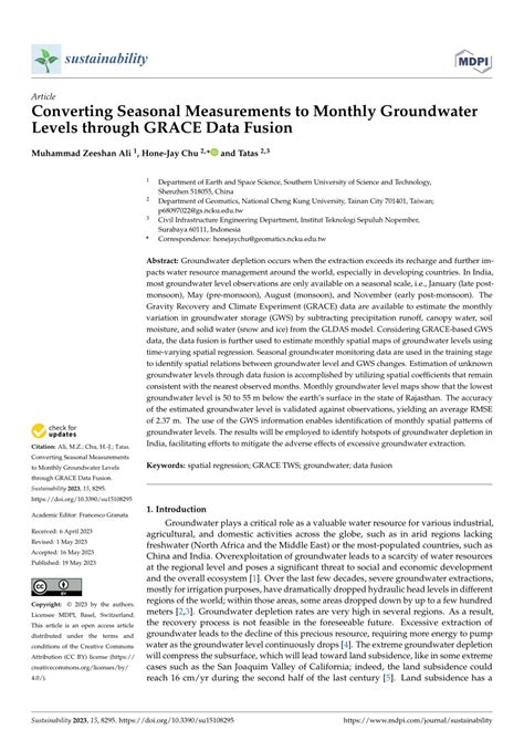 Pdf Converting Seasonal Measurements To Monthly Groundwater Levels