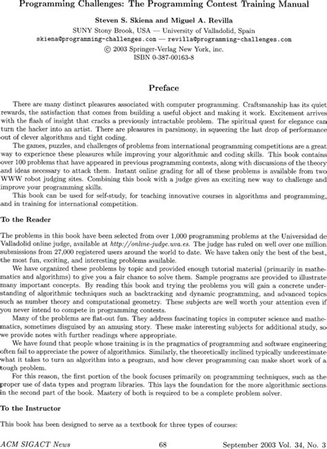 Programming Challenges The Programming Contest Training Manual Acm