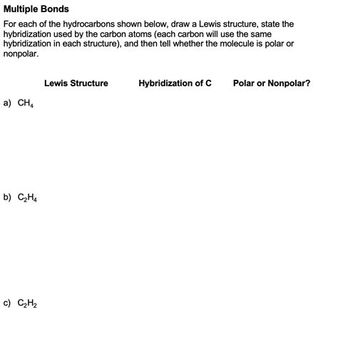 Solved Multiple Bonds For Each Of The Hydrocarbons Shown Below Draw A Lewis Structure State