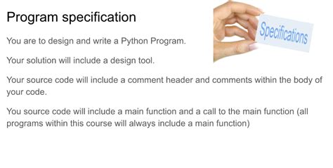 Solved Program Specification Specifications You Are To