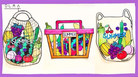 여름 장바구니 여름 만들기 도안 여름 과일 여름 채소 시장놀이 Youtube