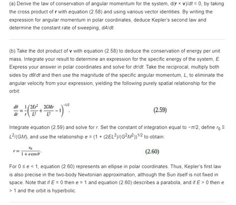Solved A Derive The Law Of Conservation Of Angular Chegg
