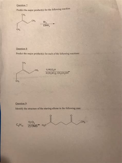 Solved Question 1 Draw The Expected Major Product For The