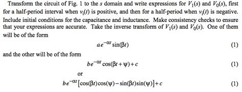 solved transform the circuit of fig 1 to the s domain and