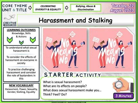 Sexual Harassment And Stalking Pshe Teaching Resources