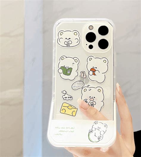 [거치대 기능] 곰돌이 귀여운 아이폰 핸드폰 실리콘 케이스