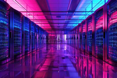 Row Upon Row Of Servers In A Long Hallway Ideal For Data Center Or It Infrastructure Images