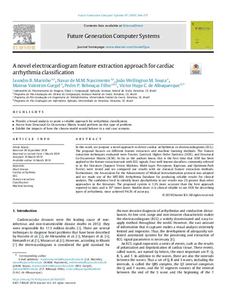 Pdf A Novel Electrocardiogram Feature Extraction Approach For Cardiac Arrhythmia Classification