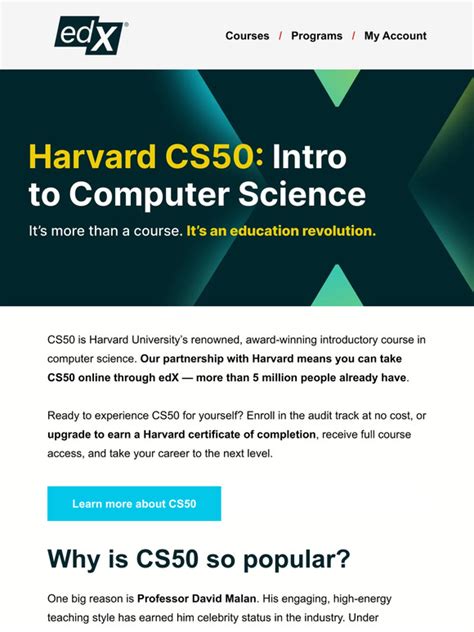 edx harvard cs50 beginner friendly wildly popular milled