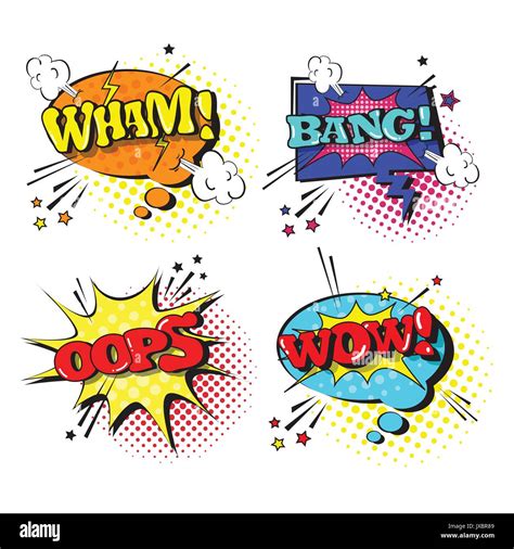 Comic Speech Chat Bubble Set Pop Art Style Sound Expression Text Icons Collection Stock Vector ...