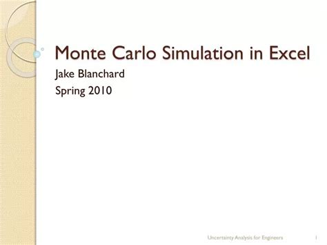 PPT Monte Carlo Simulation In Excel PowerPoint Presentation Free Download ID 2598010