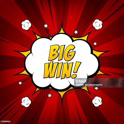 Big Win Trophy Prize Cartoon Funny Retro Candy Comic Font Explosion ...