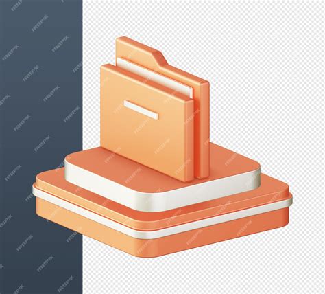 Ui Ux 웹 모바일 앱 소셜 미디어 디자인을 위한 연단 아이콘이 있는 주황색 컴퓨터 폴더의 3d 아이소메트릭 프리미엄 Psd 파일