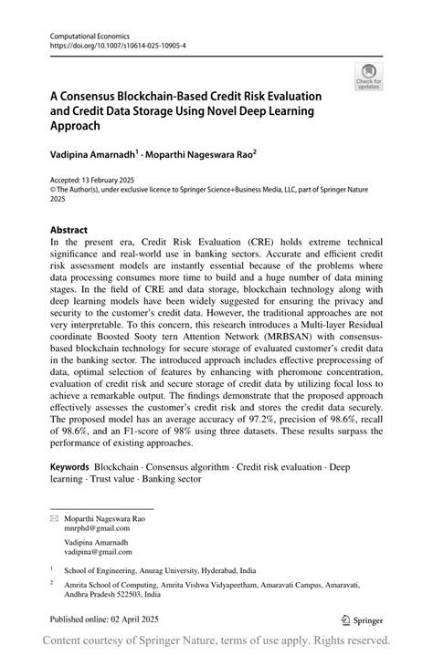 A Consensus Blockchain Based Credit Risk Evaluation And Credit Data Storage Using Novel Deep