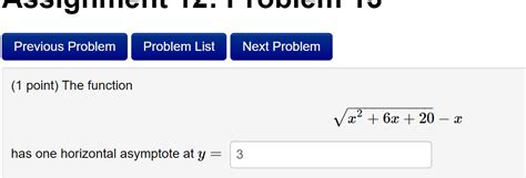 Solved Previous Problem Problem List Next Problem 1 Point