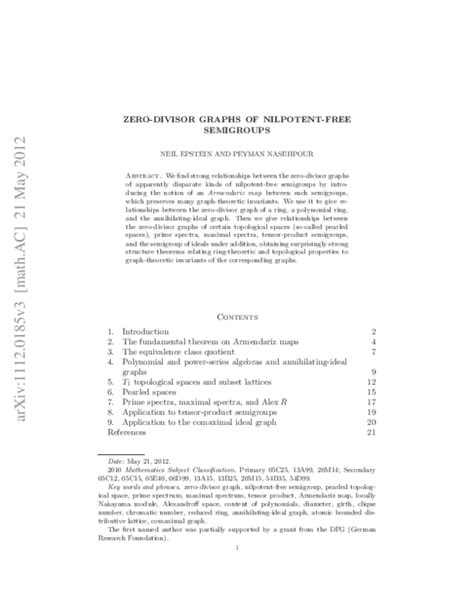 pdf zero divisor graphs of nilpotent free semigroups