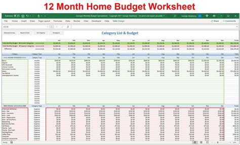 Excel Home Budget Templates