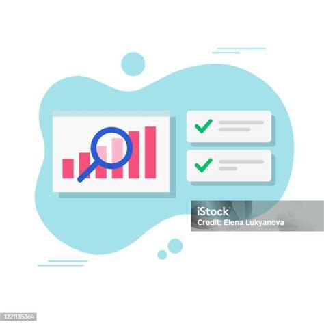 데이터 분석 연구 차트 또는 분석 감사 보고서 벡터 플랫 돋보기 검색 전자 또는 디지털 다이어그램 검사 경제 분석 보고서와 성장 그래프 조사의 아이디어 개념에 대한 스톡