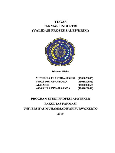 Tugas Farmasi Industri Validasi Proses Pdf