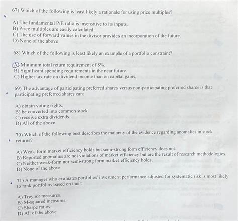 solved q 5 67 which of the following is least likely a