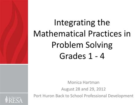 Ppt Integrating Mathematical Practices In Problem Solving Grades 1 4