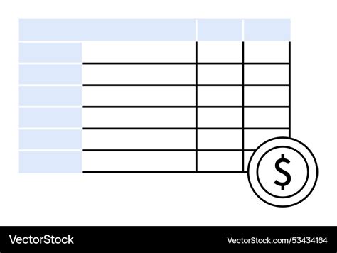 Spreadsheet With Blue Header Rows And Dollar Vector Image