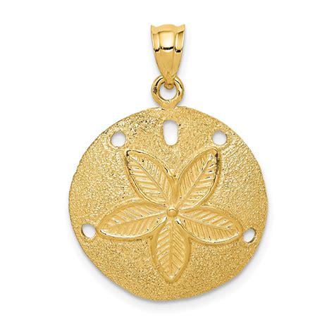 14k Yellow Gold Solid Polished Laser Cut Sand Dollar Pendant D1397