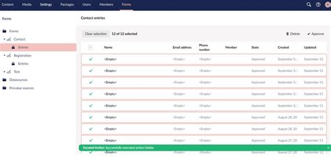 Unable To Delete Form Entries Rebuild Form Data Issue Umbraco Umbraco Forms Issues