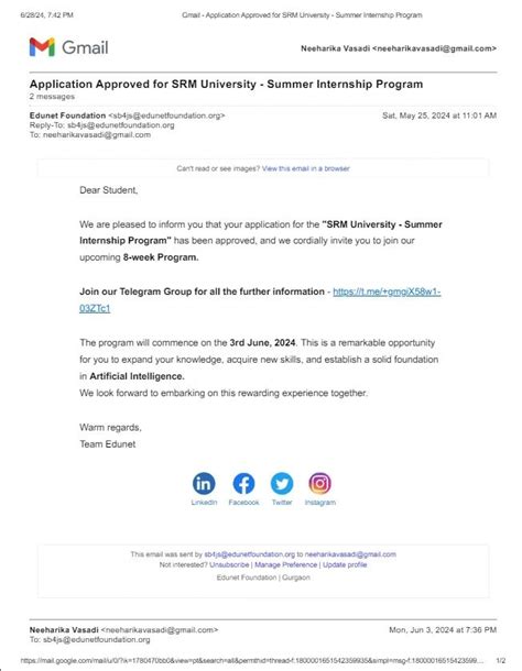 Neeharika Vasadi On Linkedin Internship Cybersecurity