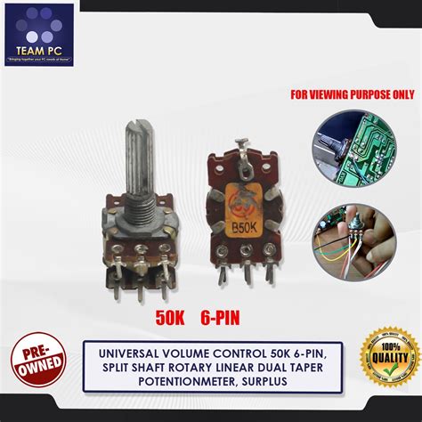 UNIVERSAL VOLUME CONTROL 50K 6 PIN SPLIT SHAFT ROTARY LINEAR DUAL TAPER POTENTIONMETER SURPLUS
