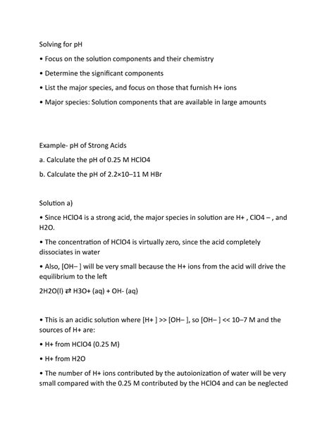 87 Solving For P H Calculation Finding PH Solving For PH Focus On The Solution Components
