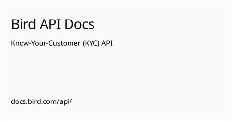 Know Your Customer Kyc Api Bird Api Docs