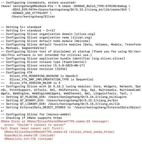build couldn t connect to server support 3d slicer community