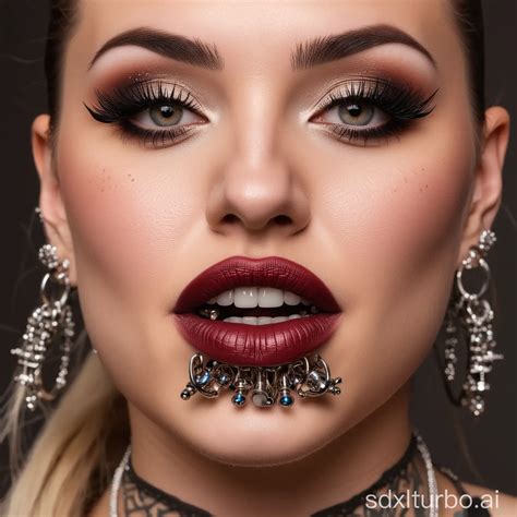 Woman With Extreme Lip Piercings Bold And Unique Facial Adornments