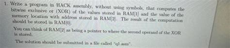 solved 1 write a program in hack assembly without using