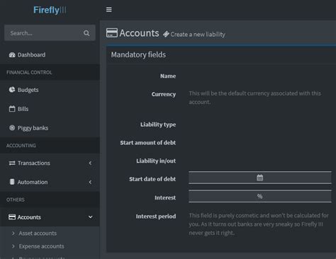 Missing Fields In Create Liability Issue Firefly Iii Firefly Iii GitHub