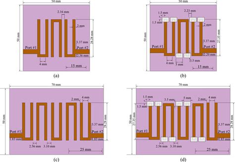 Layouts Of The Designed Microstrip Bandpass Filters A Third Order