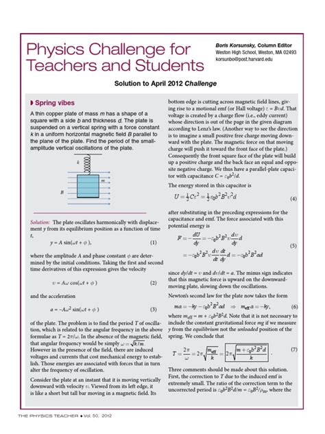 Physics Challenge Problem Shm Magnetism Pdf Capacitance Oscillation