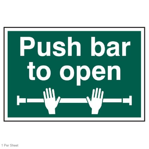 ASEC Push Bar To Open 200mm X 300mm PVC Self Adhesive Sign
