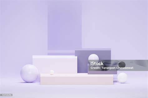 3d는 연단 스탠드가 있는 파스텔 그린 최소 배경을 렌더링합니다 화장품 프레젠테이션 및 광고를위한 보라색 무대 플랫폼 깨끗한 디자인의 쇼케이스 받침대가 있는 스튜디오 장면