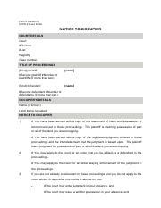 Ucpr Form V Pdf Form Version UCPR And A NOTICE TO OCCUPIER COURT DETAILS Court